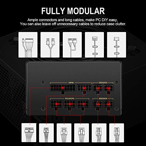 GOLDEN FIELD GPG750 Power Supply 750W Full Modular 80+ Gold Certified Computer PC ATX PSU 5 Years Warranty