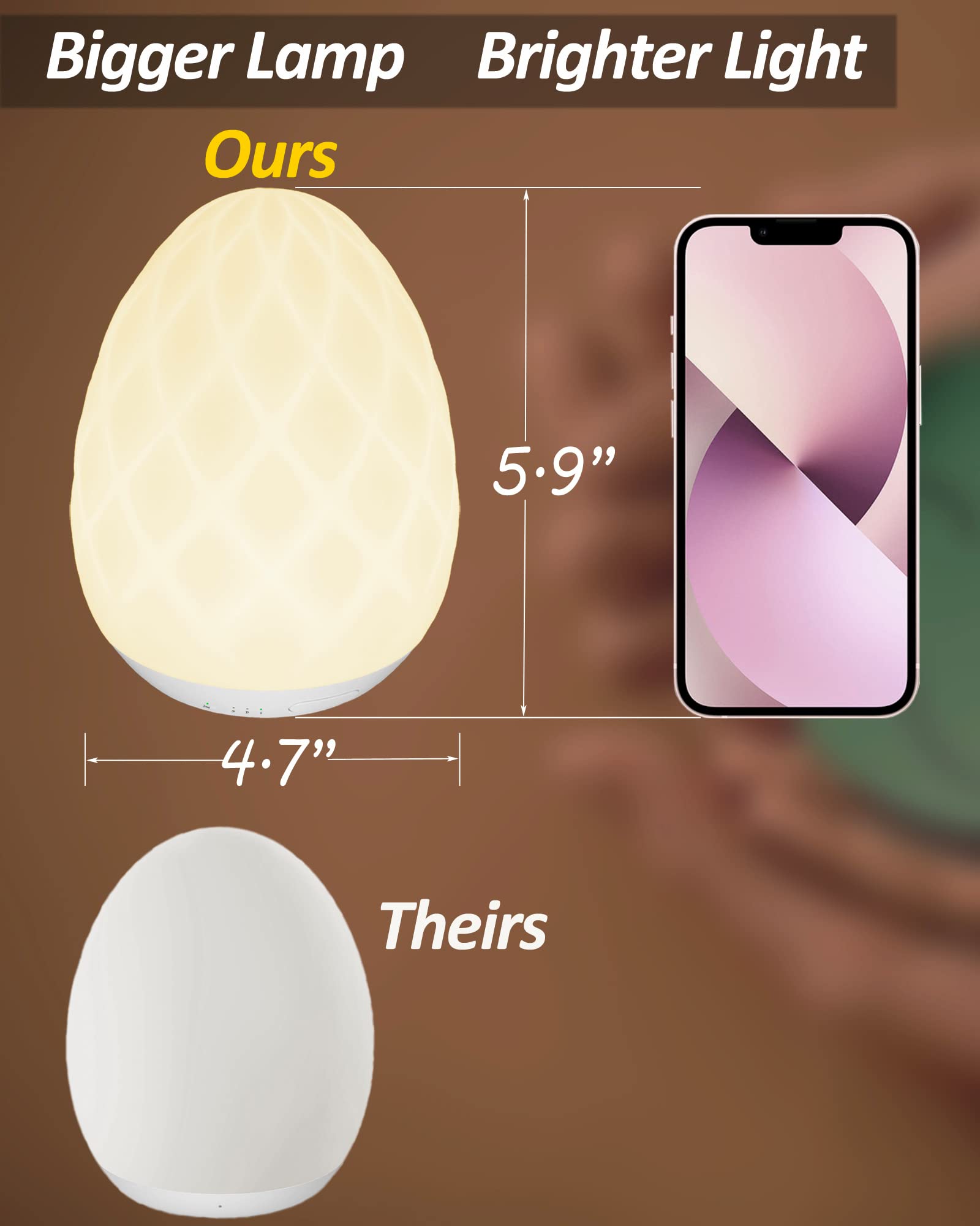 Vovoly Rechangeable Baby Night Light, Large Egg Lamp with Long lasting Battery - Multi-color Cycling- Timer &Touch Control, Battery Powered and Operated Nursery Led Light