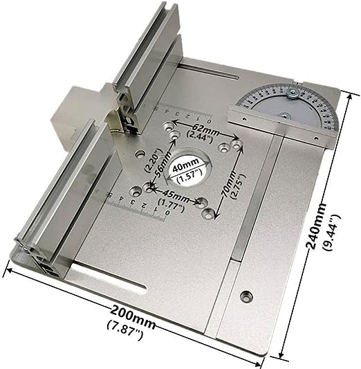 Aluminum Router Table Insert Plate W/Miter Gauge for Woodworking Benches Table Saw Multifunctional Trimmer Engraving Machine (Type-A)