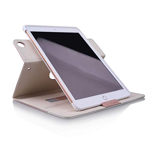 Thankscase Case for iPad 10.2 2021/2020 / 2019, Rotating Cover for iPad 9th Gen / 8th Gen/iPad 7th Gen with Pencil Holder, Wallet Pocket, Hand Strap, Swivel Cover for iPad 10.2 (Rose Gold)