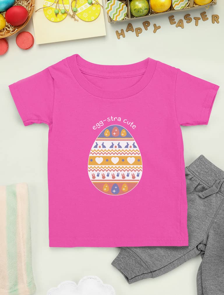 Eggstra Cute Easter Tee Decorated Cute Infant Toddler Kids Bunny T-Shirt 12M Pink