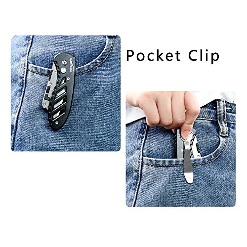 ALBATROSS UPK001 Utility Knife,Quickly Change Blades, Black Folding Pocket Knife Used for Cartons, Cardboard and Boxes