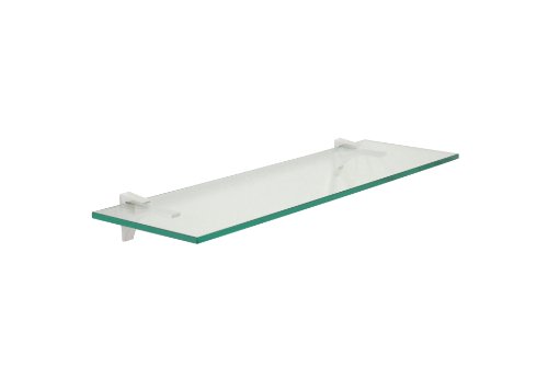 Clear Floating Glass Shelf 12" X 48" in Chrome