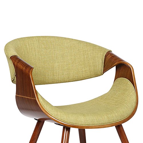 Armen Living Butterfly Mid Century Modern Dining Chair For Kitchen Office Desk Vanity in Green Fabric Upholstery and Walnut Wood Finish