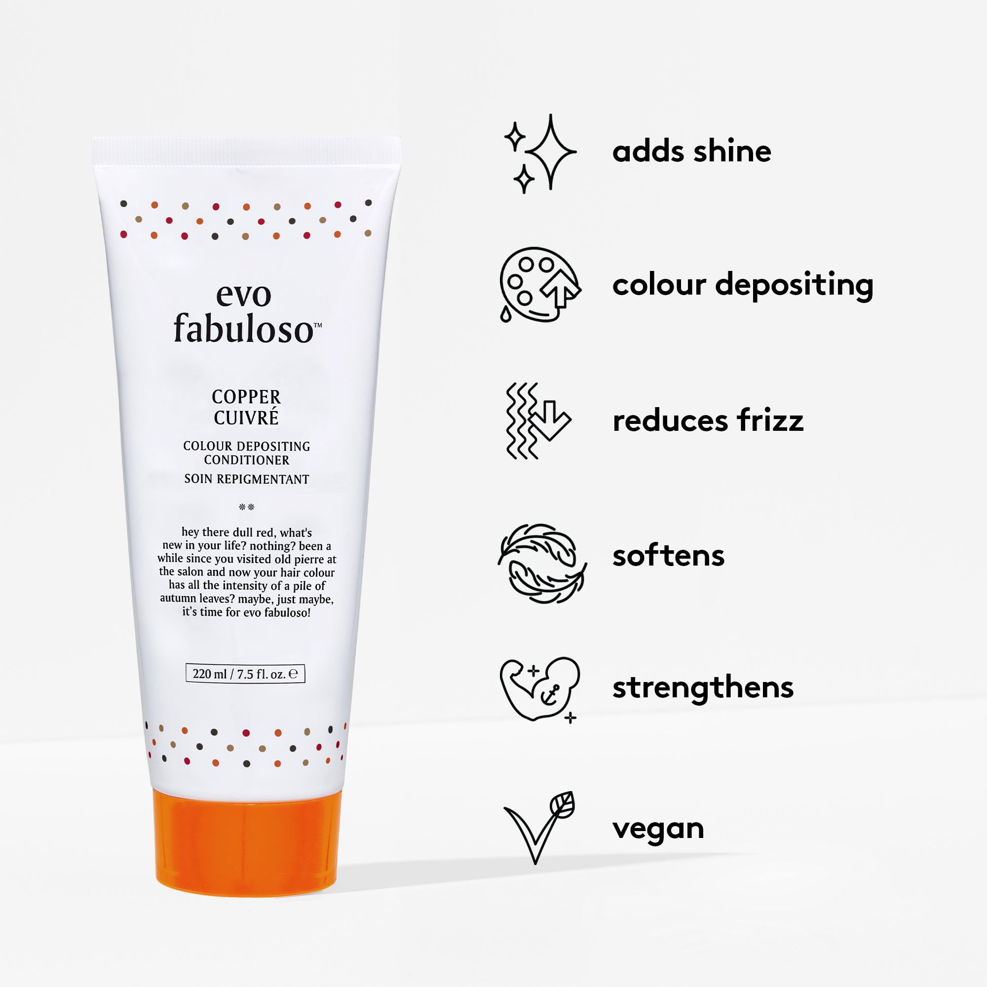 Evo Fabuloso Copper Color Depositing Treatment - Color-Treated Hair Conditioner - Helps Maintain Color Depth, Tone & Shine - 220ml / 7.5fl.oz