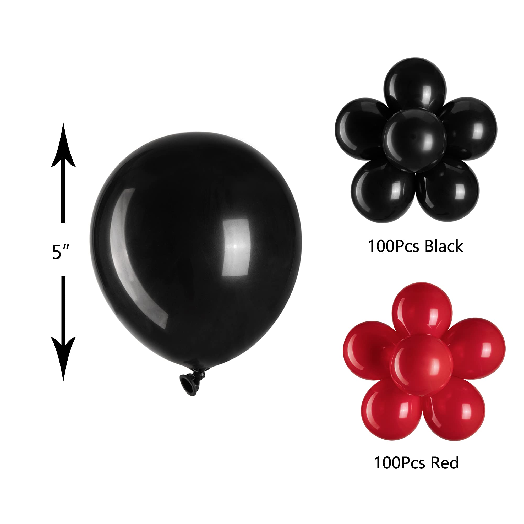 5" Red Black Latex Balloons 200pcs Mini Balloons Party Decorations Supplies
