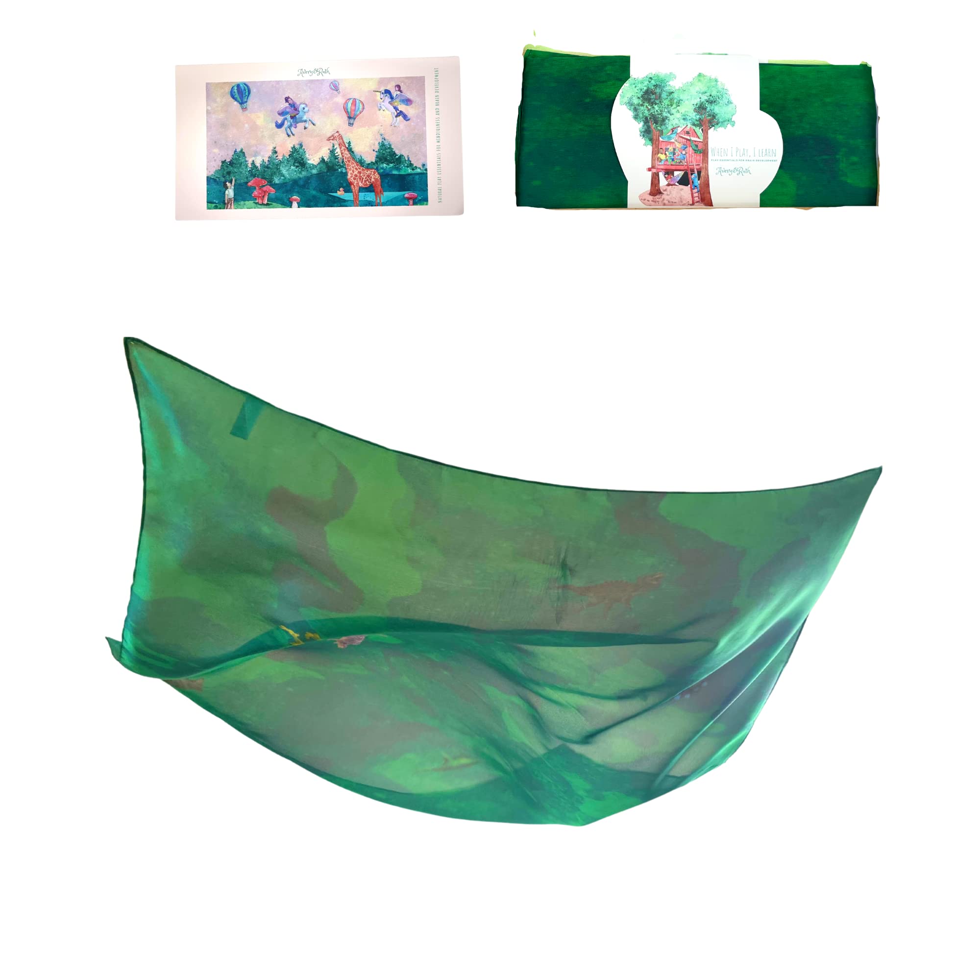 Avery & Ruth 100% Silk Scarves for Kids and Toddlers, Sensory Toys | Bright Square Scarves, Montessori Waldorf Toys Imaginative Pretend Play 90 x 90