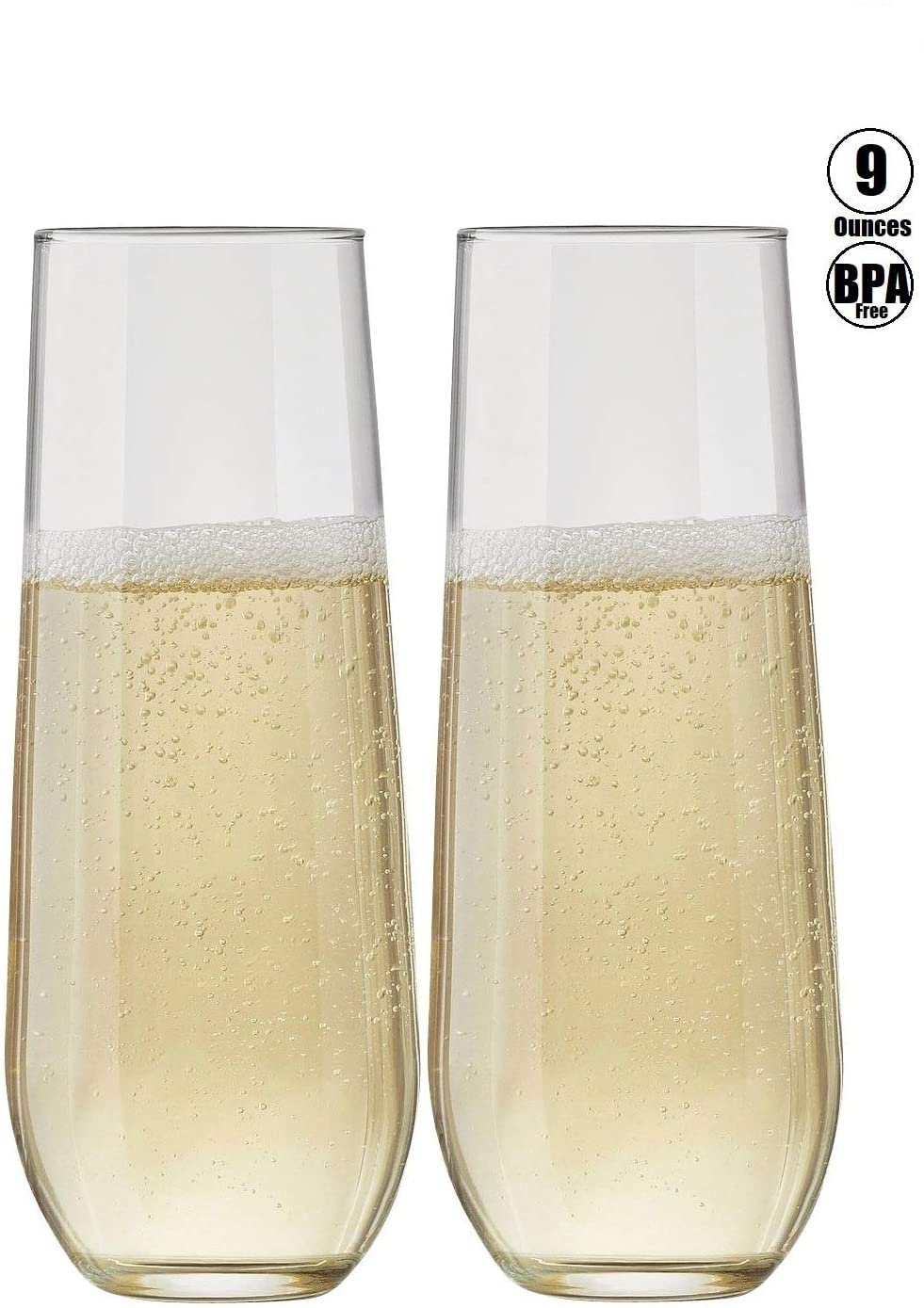 24 piece Stemless Unbreakable Crystal Clear Plastic Wine Glasses Set of 24 (9 Ounces)