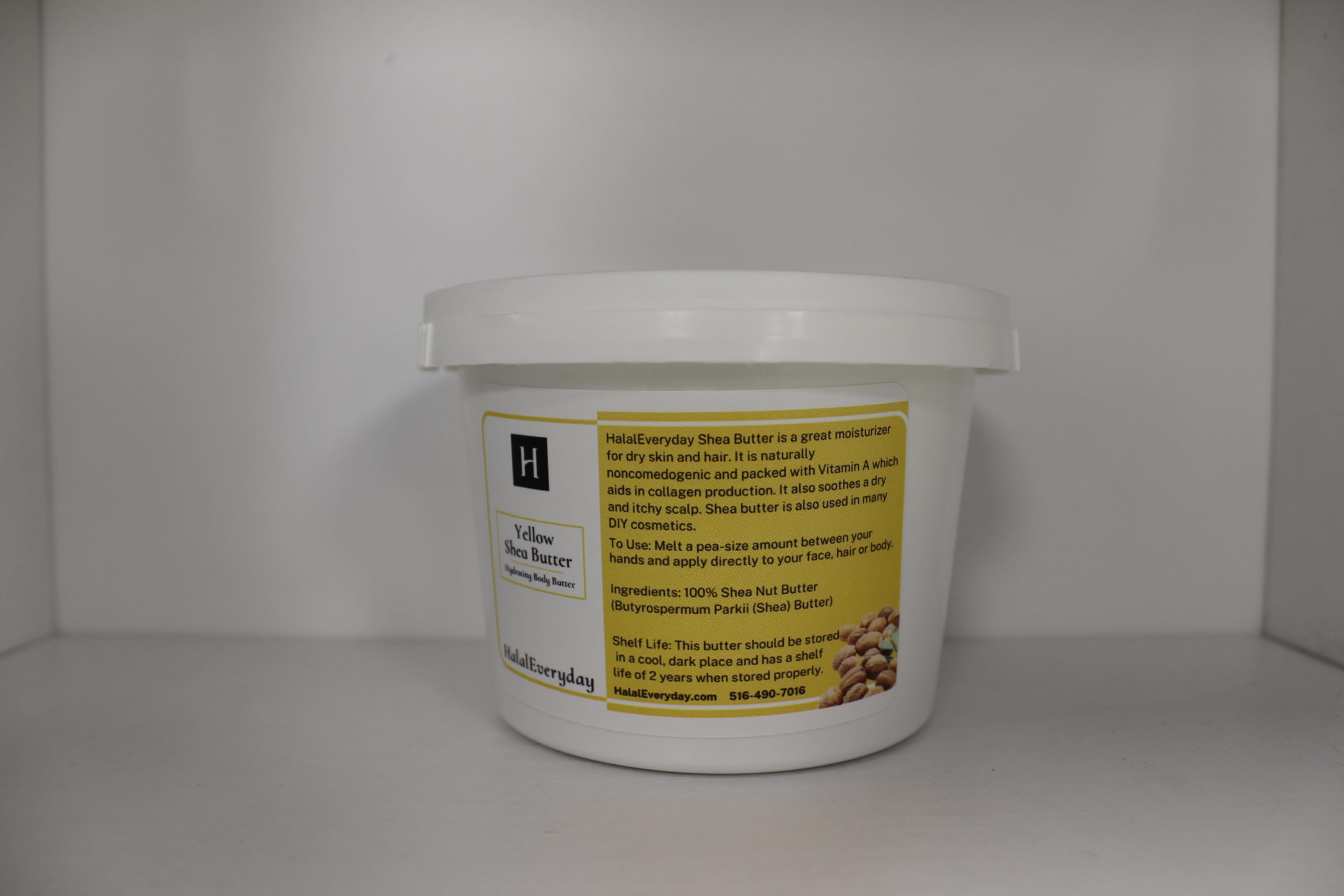 HalalEveryDay Raw Unrefined Grade A Soft and Smooth Yellow African Shea Butter from Ghana - Amazing quality and consistency - comes in a 16 oz Jar - Total weight approximately 14 oz