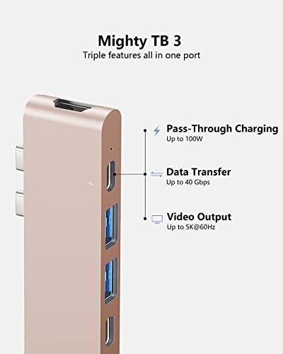 Purgo USB C Hub for MacBook Pro Air 13 15 inch M1 2022/2021-2018, MacBook Adapter with 4K HDMI, 100W PD, 40Gbps TB3 5K@60Hz, USB-C, 2 USB 3.0 and SD/Micro Card Readers