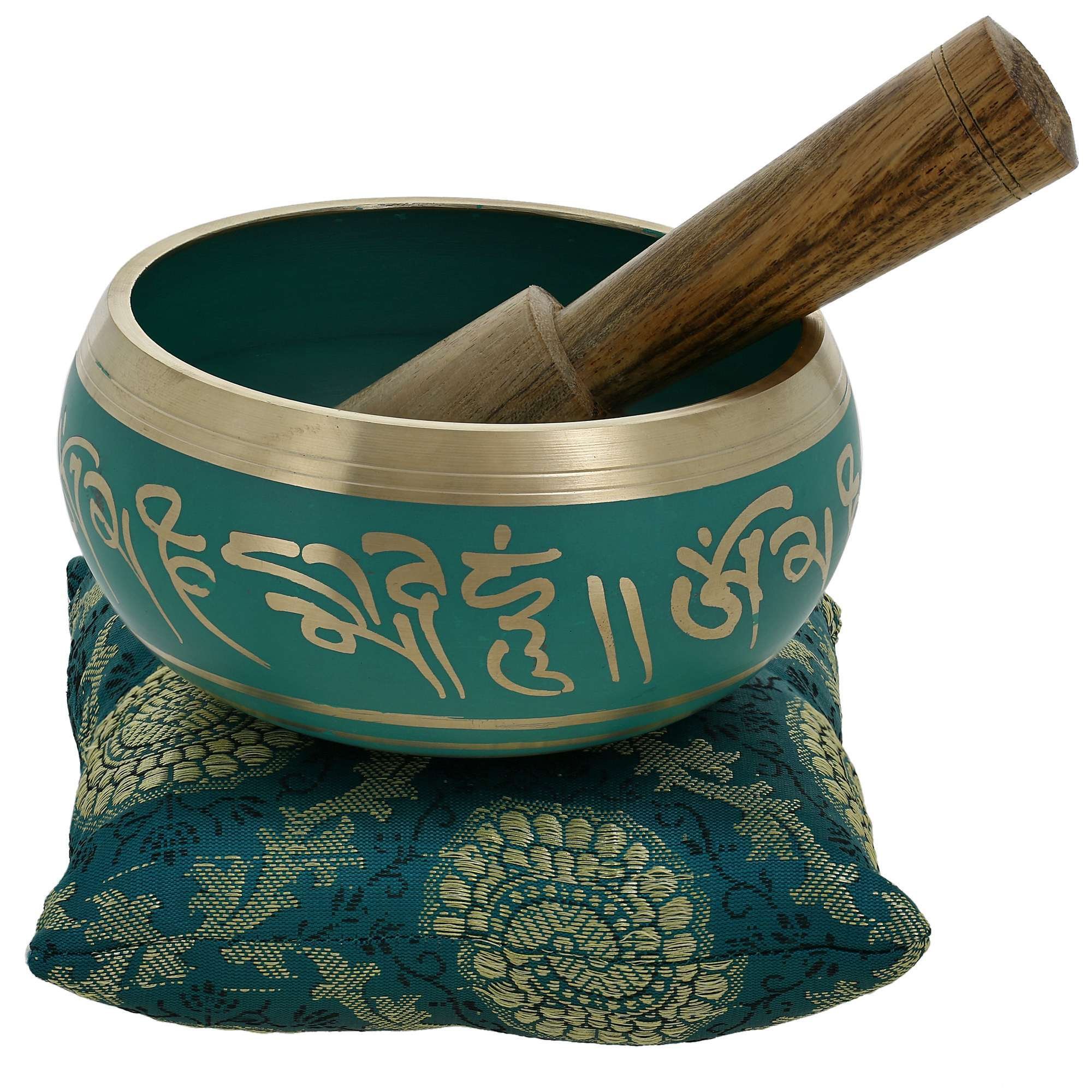 4 Inches Hand Painted Metal Tibetan Buddhist Singing Bowl Musical Instrument for Meditation with Stick and Cushion
