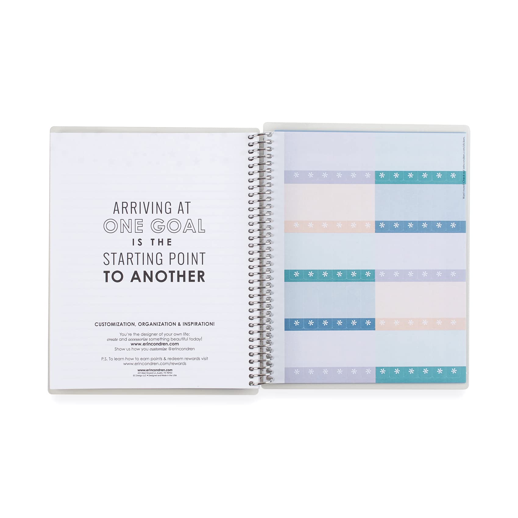 7" x 9" Spiral - Bound College Ruled Notebook – Starry Sky. 160 Lined Page Note Taking & Writing Notebook. 80 Lb. Thick Mohawk Paper. Stickers Included by Erin Condren.
