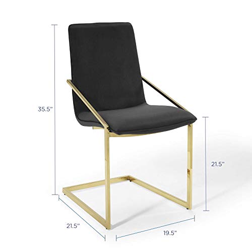 Modway Pitch Performance Velvet Dining Armchair, Gold Black 21.5 x 19.5 x 35.5