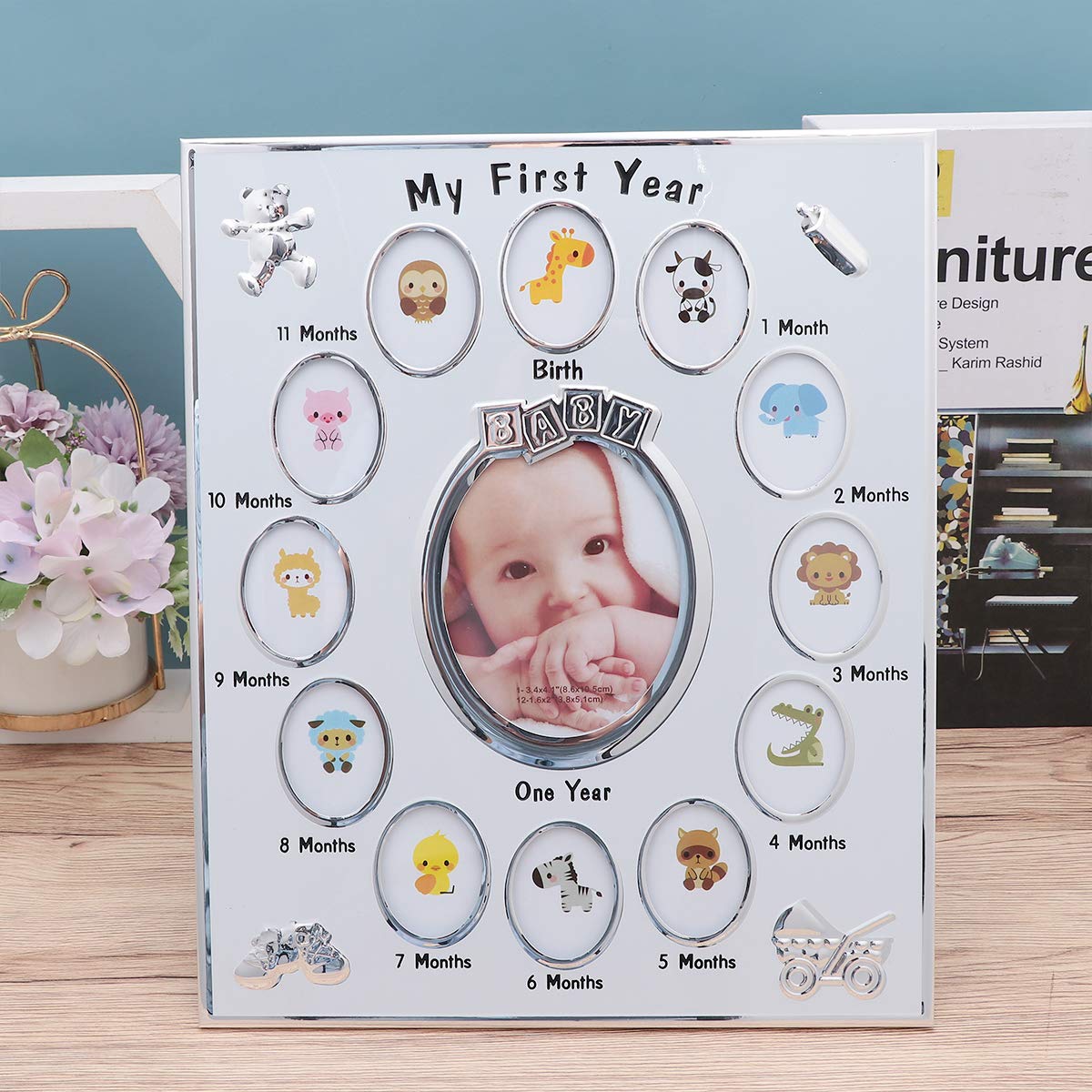 First Year Photo Frame, Newborn Picture Frame, My First Year Newborn Keepsake Frame 12 Months Photo Frame for Memories, Shower, New Mom