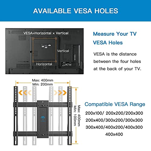 Corner TV Wall Mount Bracket Tilts, Swivels, Extends, Full Motion Articulating TV Mount for 26-60 inch LED, LCD Flat Curved Screen TVs, Holds up to 99 lbs, VESA 400x400, Heavy Duty TV Bracket PSCMF1