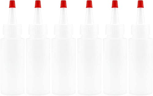 Cornucopia 2oz HDPE Plastic Squeeze Bottles w/Yorker Tips (6-Pack), Empty Refillable Bottles for Arts, Crafts & Kitchen