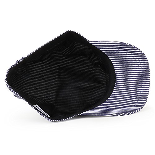 Armycrew Denim Blue Stripe Train Engineer Conductor Cap Fits Infant to Adult 3XL - Blue - 57CM