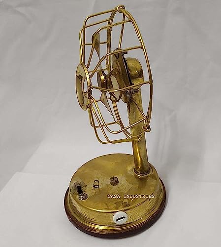 Casa INDUSTRIES Brass Antique Handcrafted Mini Small Battery Fan Home Decorative Showpiece For office Desk