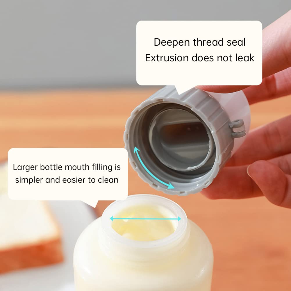 5-Hole Sauce Squeeze Bottle, 175ml Measurable Condiment Squeeze Bottle with Leak Proof Cap, Plastic Clear Sauce Squeeze Bottle Refillable Condiment Containers for Ketchup Jam Mayonnaise BBQ Sauce