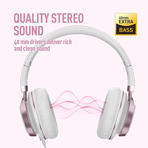 AILIHEN C8 Wired Headphones with Microphone and Volume Control Folding Lightweight Headset for Cellphones Tablets Chromebook Smartphones Laptop Computer PC Mp3/4