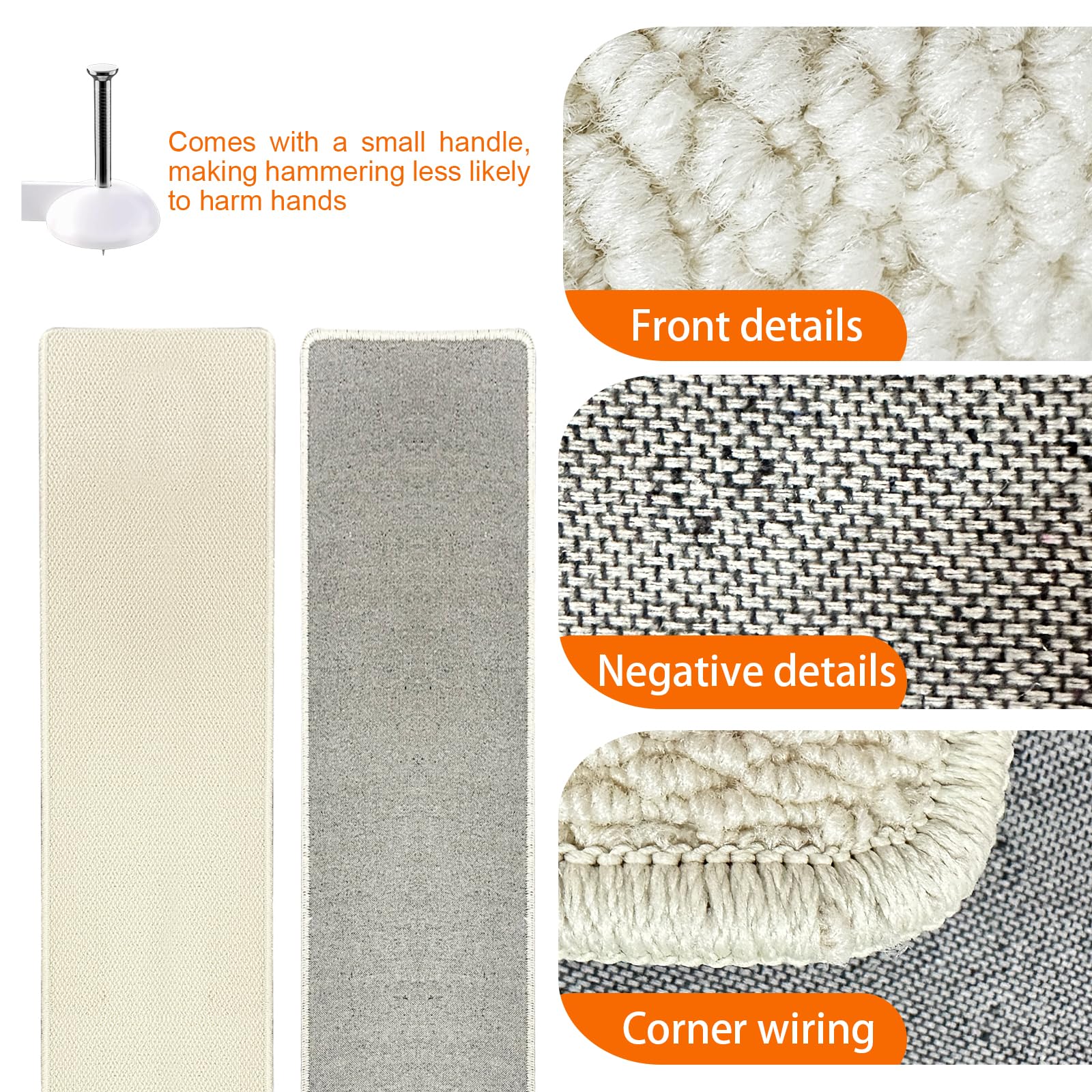 70.9"x 15.7" Thickened Extra Large Cat Wall Climbing Carpet with 10pcs Fixed Nails, Durable Cat Wall Furniture, Wall Scratcher, Scratching Post, Couch Sofa Protector, White
