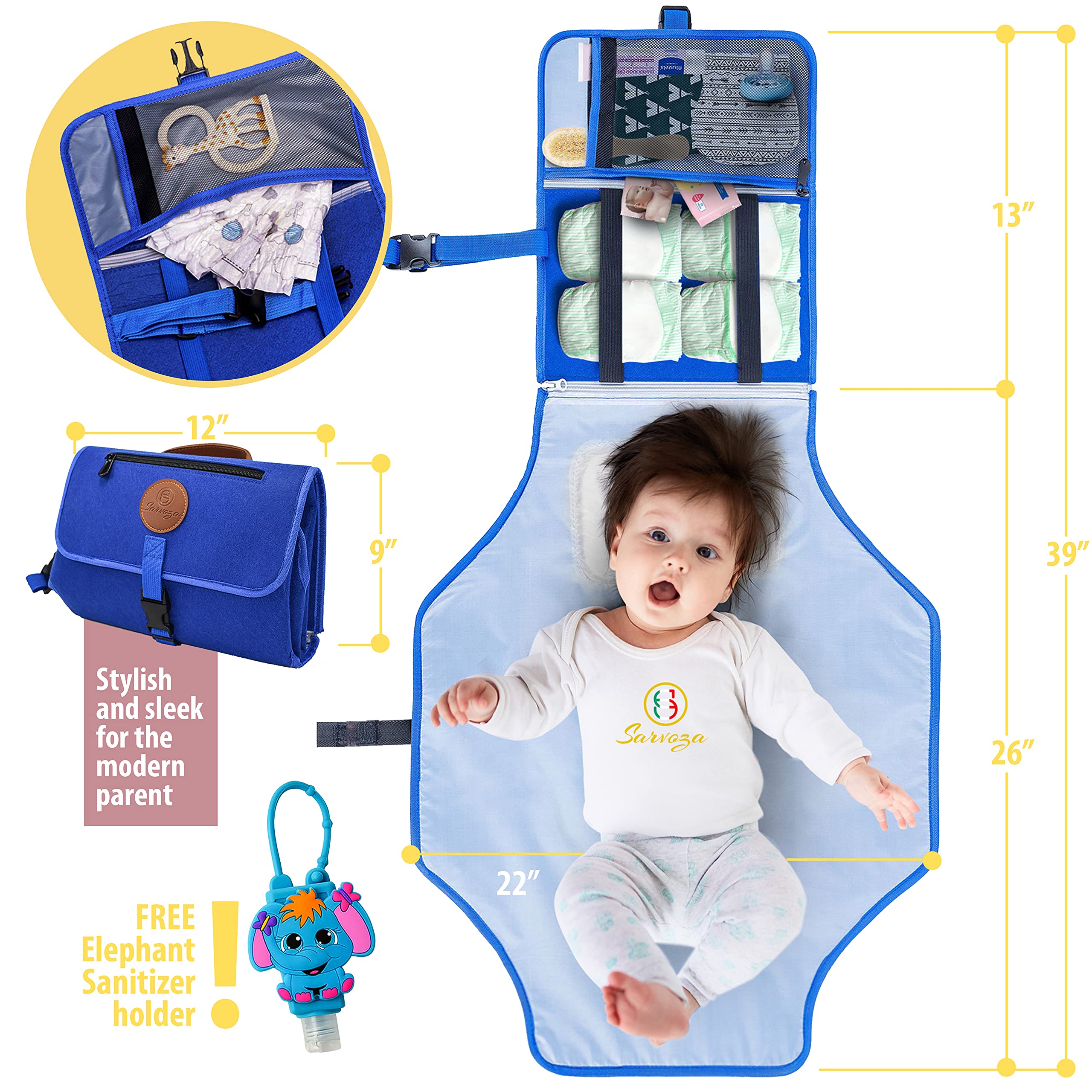 Portable Changing Pad for Baby - Diaper Changing Pad Portable - Waterproof, Foldable and Easy to Clean Travel Baby Changing Pad Mat - Lightweight Diaper Clutch Bag for Parents on The Go.