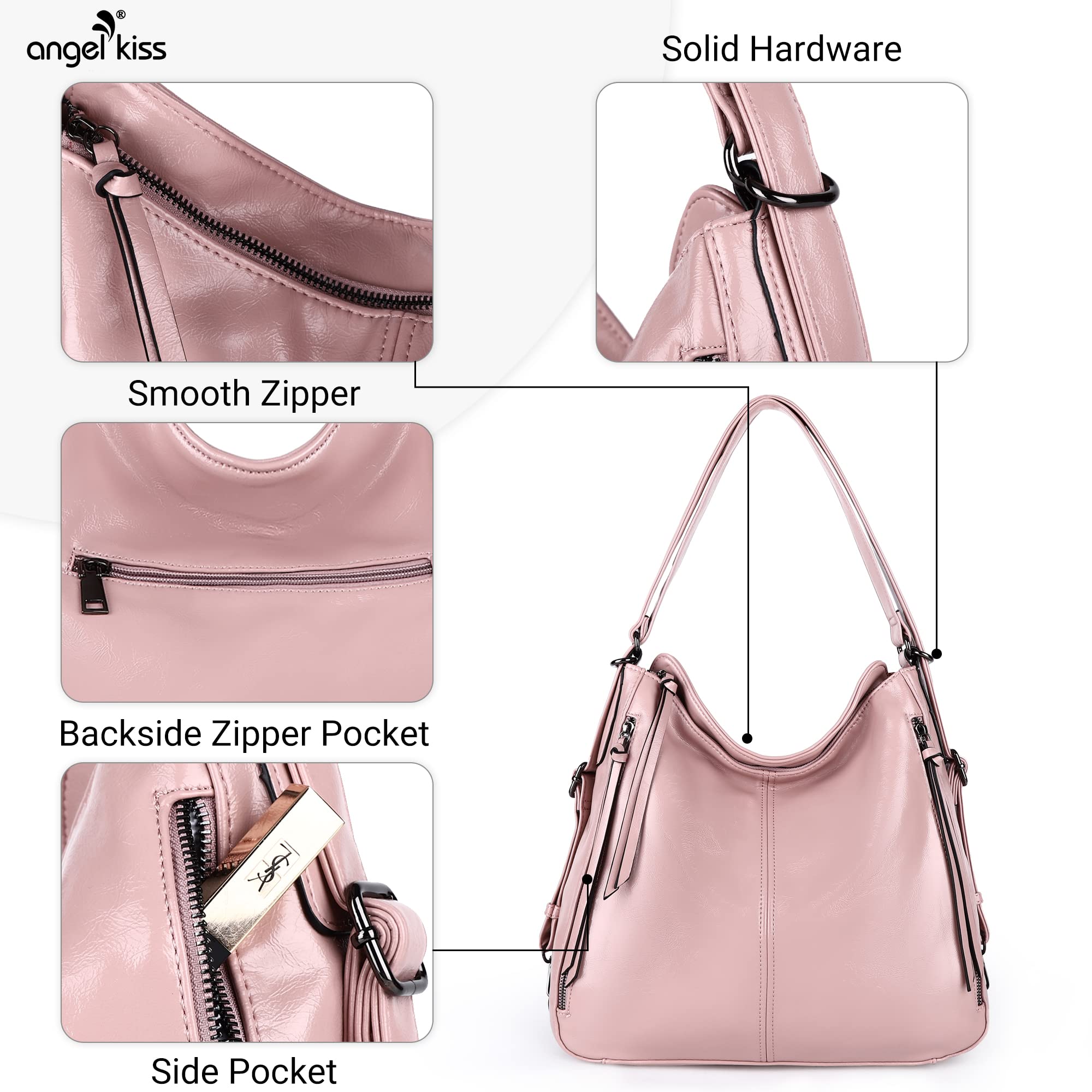 Convertible Backpack Purse For Women Handbag Hobo Tote Satchel Shoulder Bag Apricot