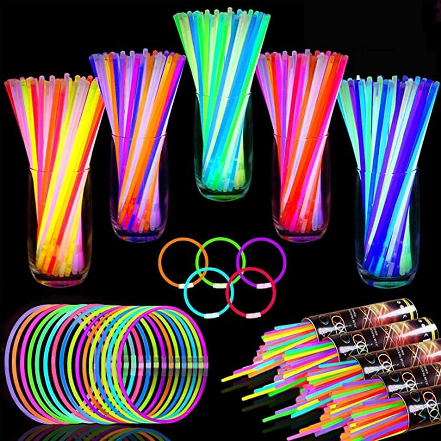 500 Pack Halloween Glow Sticks Bulk Party Pack Glow In The Dark Party Supplies Glow Sticks Necklaces Bracelets with Connectors 8" Glowsticks Halloween Birthday Party Favors Accessories Decorations
