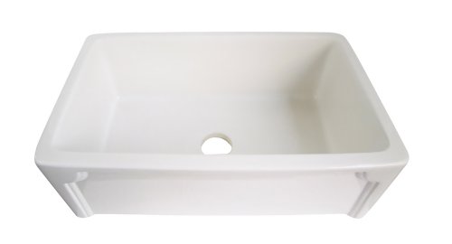 ALFI brand AB3018DECO White 30-Inch Single Bowl Thick Fireclay Farmhouse Kitchen Sink with Decorative Apron, White