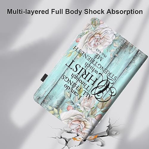 Case Compatible with Amazon All-New Kindle Fire 7 Tablet (2022 Release-12th Generation) Latest Model 7,Slim Fit Foldable Standing Cover Case with Auto Sleep/Wake,Philippians 4-13 Flower Board