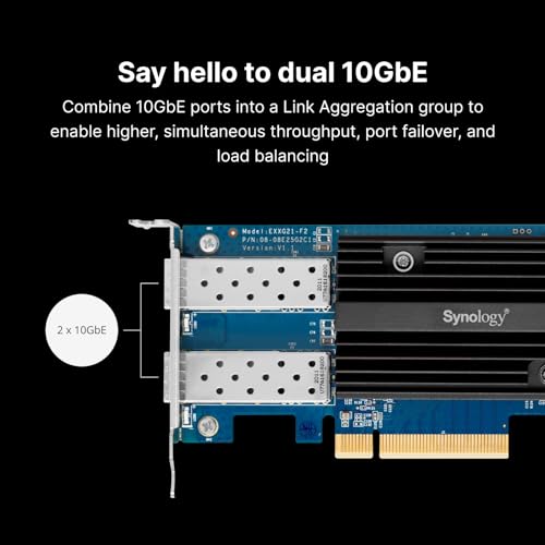 Synology 10Gb Ethernet Adapter 2 SFP+ Ports (E10G21-F2) , Black