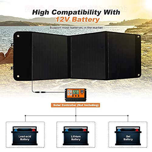 Aguei Upgrade 120W Foldable Solar Panel Monocrystalline for Portable Power Station Solar Generator Solar Charger 12V Battery with Auto 2.0/3.0 USB, for Outdoor RV Camper Off Grid Solar Power Backup