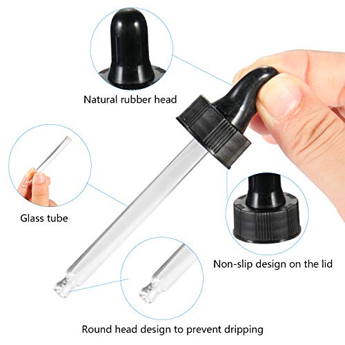 Ruckae Set of 24,1 oz Dropper Bottles with 2 Extra Fine Mist Sprayers, Funnel and Pen- 30ml Thick Cobalt Blue Glass Tincture Bottles with Eye Droppers - Leakproof Essential Oils Bottles