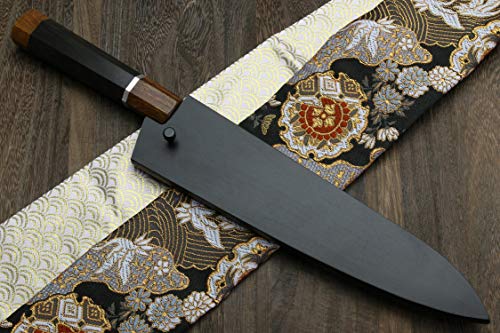 Yoshihiro TM-Hayate ZDP189 Super High Carbon Stainless Steel Gyuto Knife Octagonal Ebony Wood Handle with Sterling Silver Ring (10.5'' (270mm))