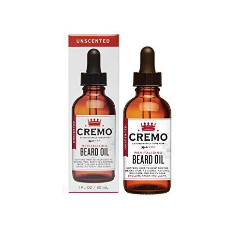 Cremo Unscented Revitalizing Beard Oil, Restores Moisture, Softens and Reduces Beard Itch for Facial Hair of All Lengths, 1 Oz