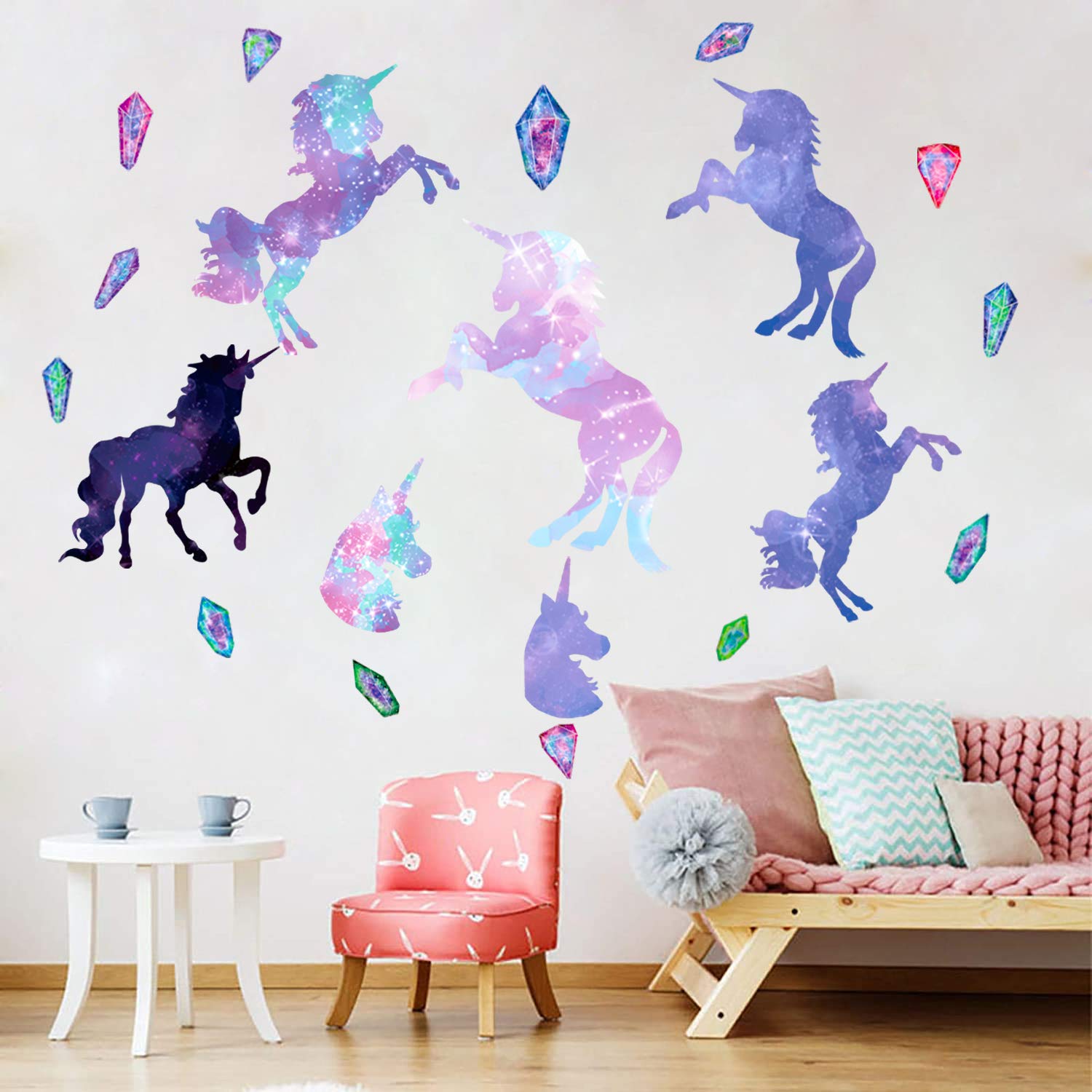 Galaxy Unicorn Wall Decals Gifts for Girls Boys Kids Bedroom Peel Stick Vinyl Room Wall Stickers Removable Decor Nursery Decorations