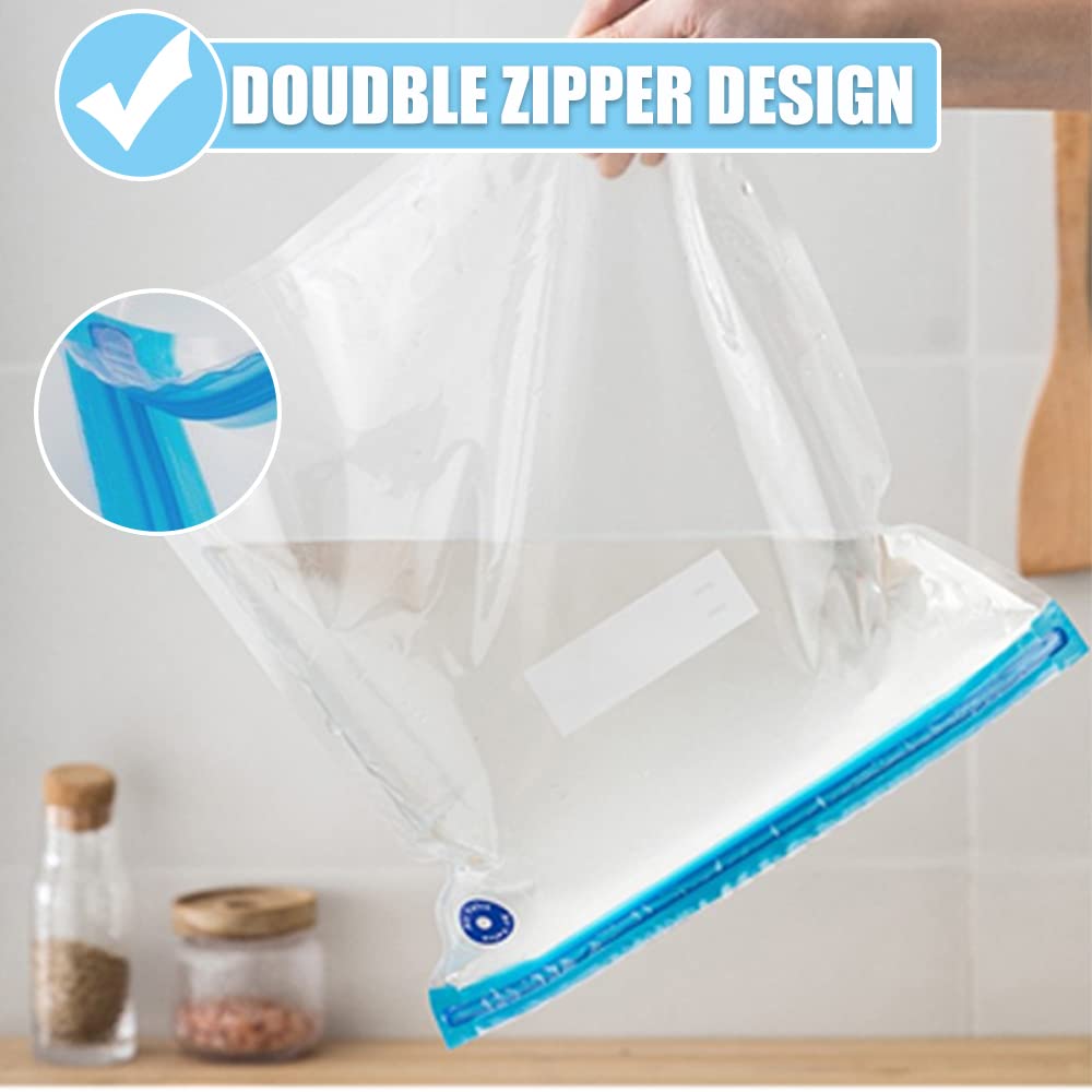 Daarcin 3 Size 40pcs Sous Vide Bags BPA Free Reusable Vacuum Sealer Bags Kit Keep Food Flesh with 1 Vacuum Hand Pump and 2 Sealing Clips