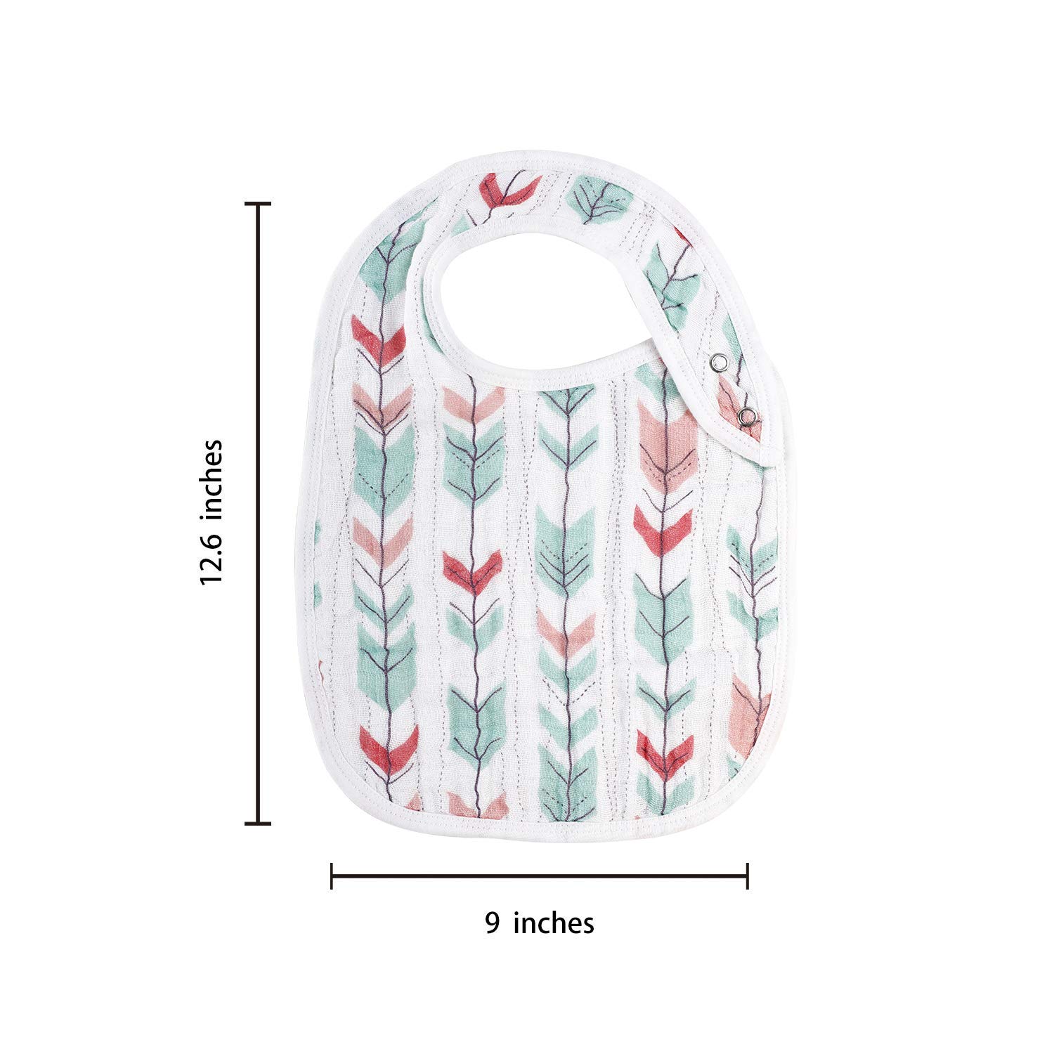 Snap Muslin Bibs for Boys & Girls, 3-Pack Baby Bibs for Infants, Newborns and Toddlers, 100% Cotton Muslin Absorbent & Soft Layers, Adjustable Snaps, Machine Washable, “Simple Joy”