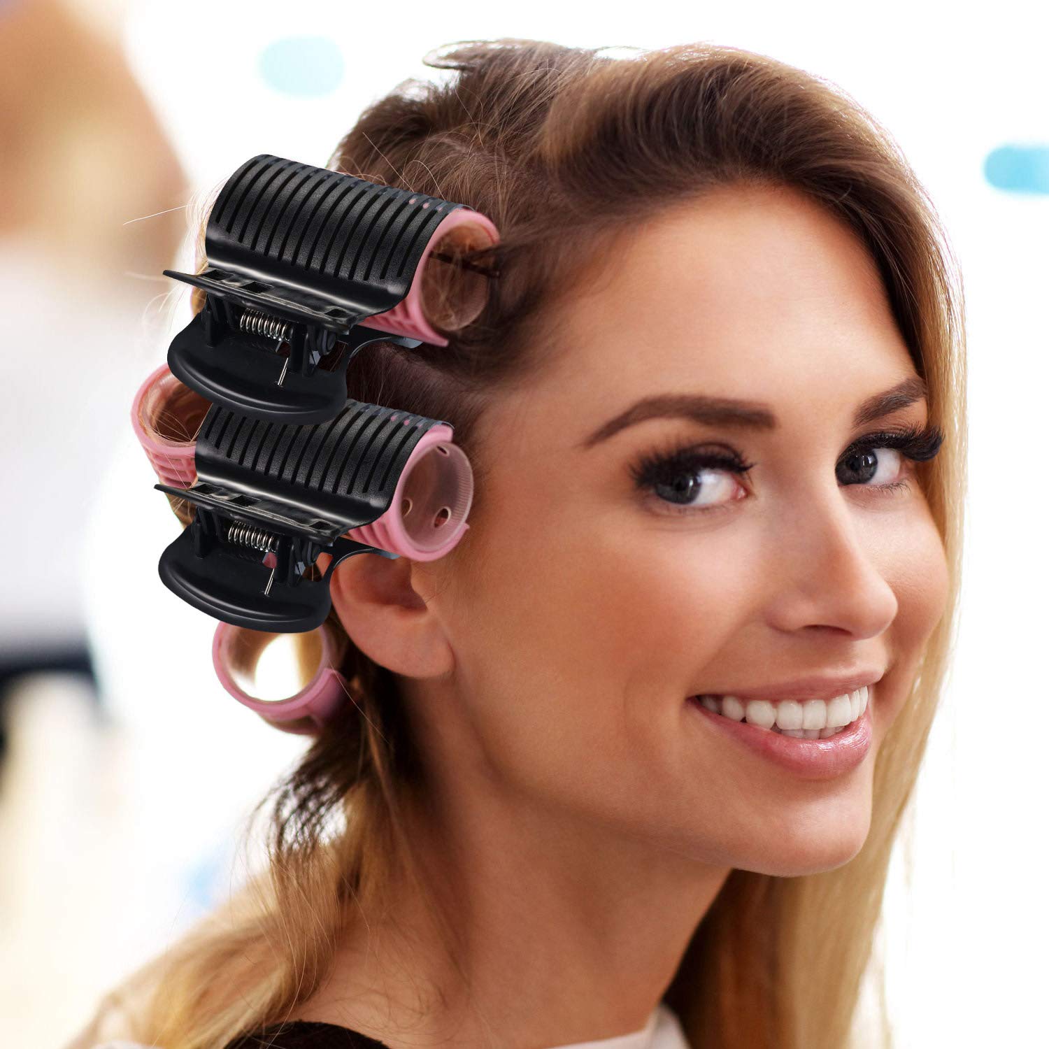 24 Pieces Hot Roller Clips Hair Curler Claw Clips Replacement Roller Clips for Women Girls Hair Section Styling (Black)