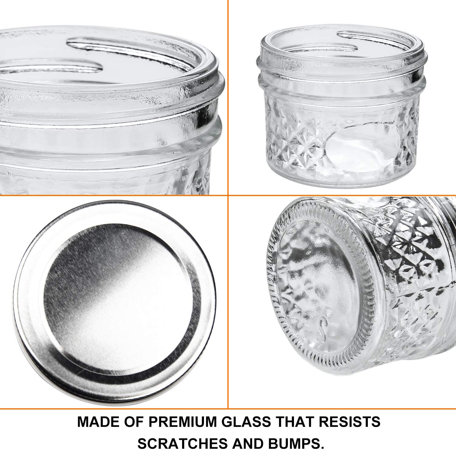 Accguan Mini Mason Glass Canning Jars,4 OZ Jelly Jars With Regular Lids(Silver,Ideal for Honey,Jam,Wedding Favors,Shower Favors,Small Pice Jars 40 PACK