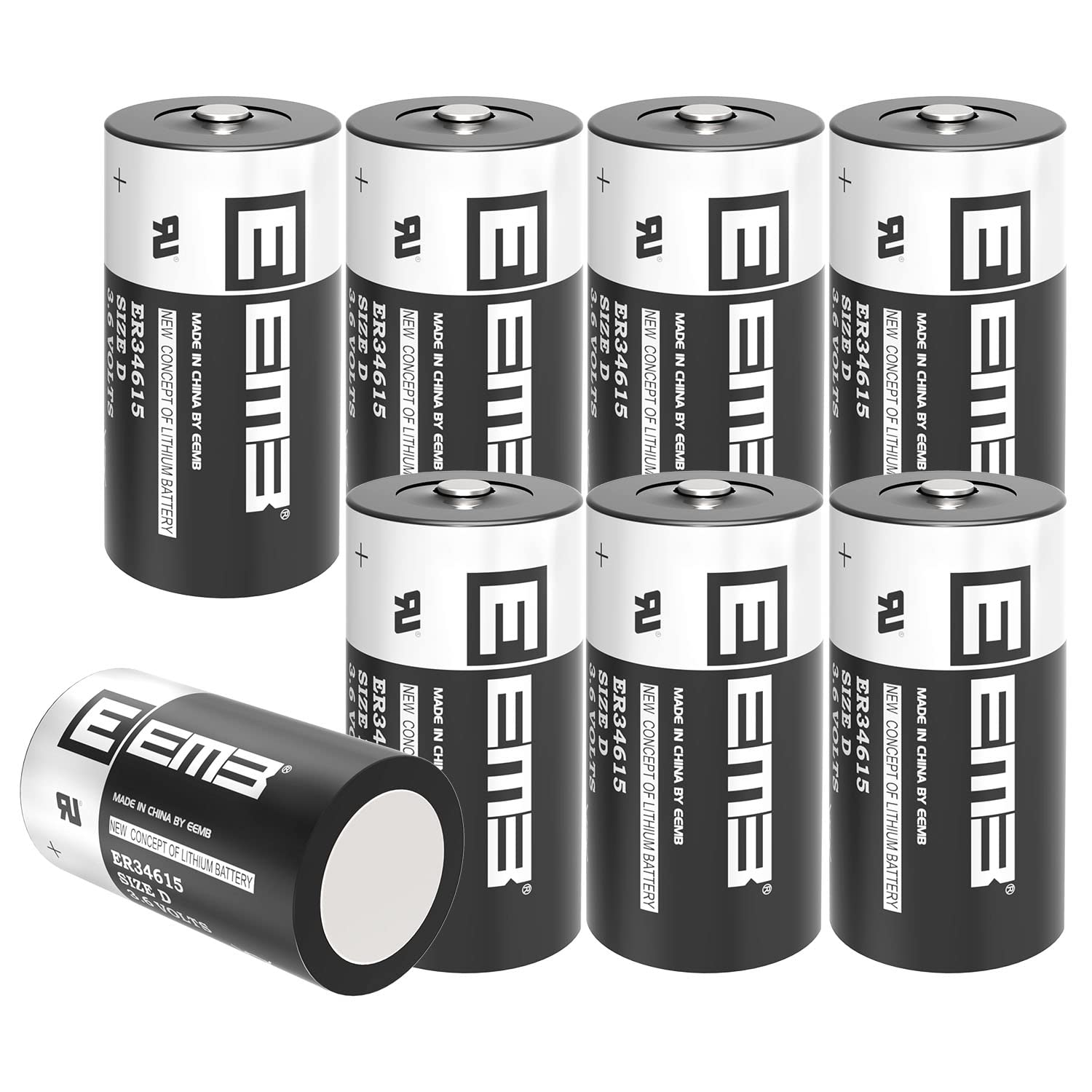 EEMB 8Pack ER34615 D Cell Batteries 3.6V Lithium Battery 19Ah Li-SOCL₂ Non-Rechargeable Battery LS-33600 SB-D02 XL-205F for CNC Machine Tool, Injection Molding Machine,Printing Machine,Meter,Clock