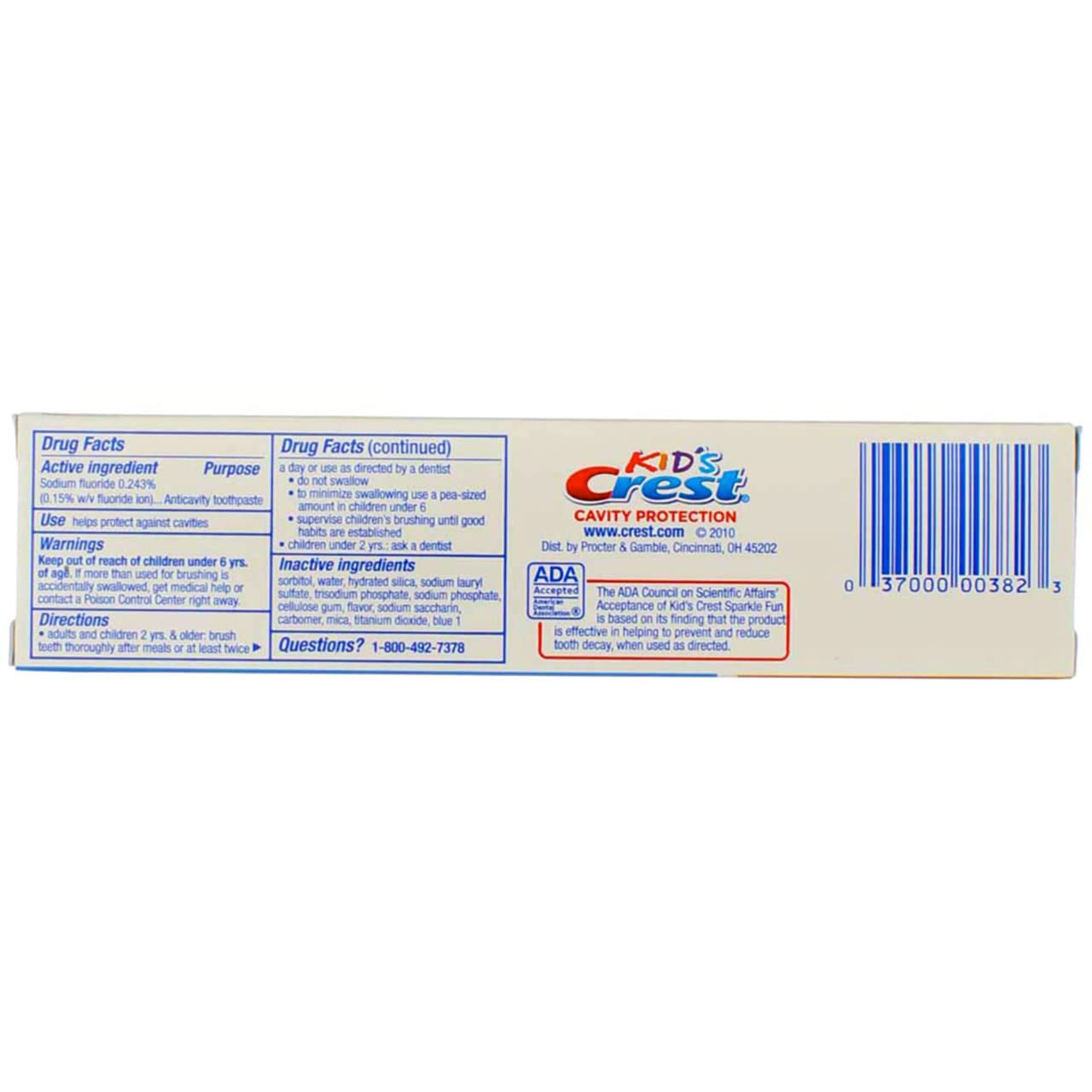 Crest Toothpaste Kids' Cavity Protection, Sparkle Fun Flavor 4.60 oz