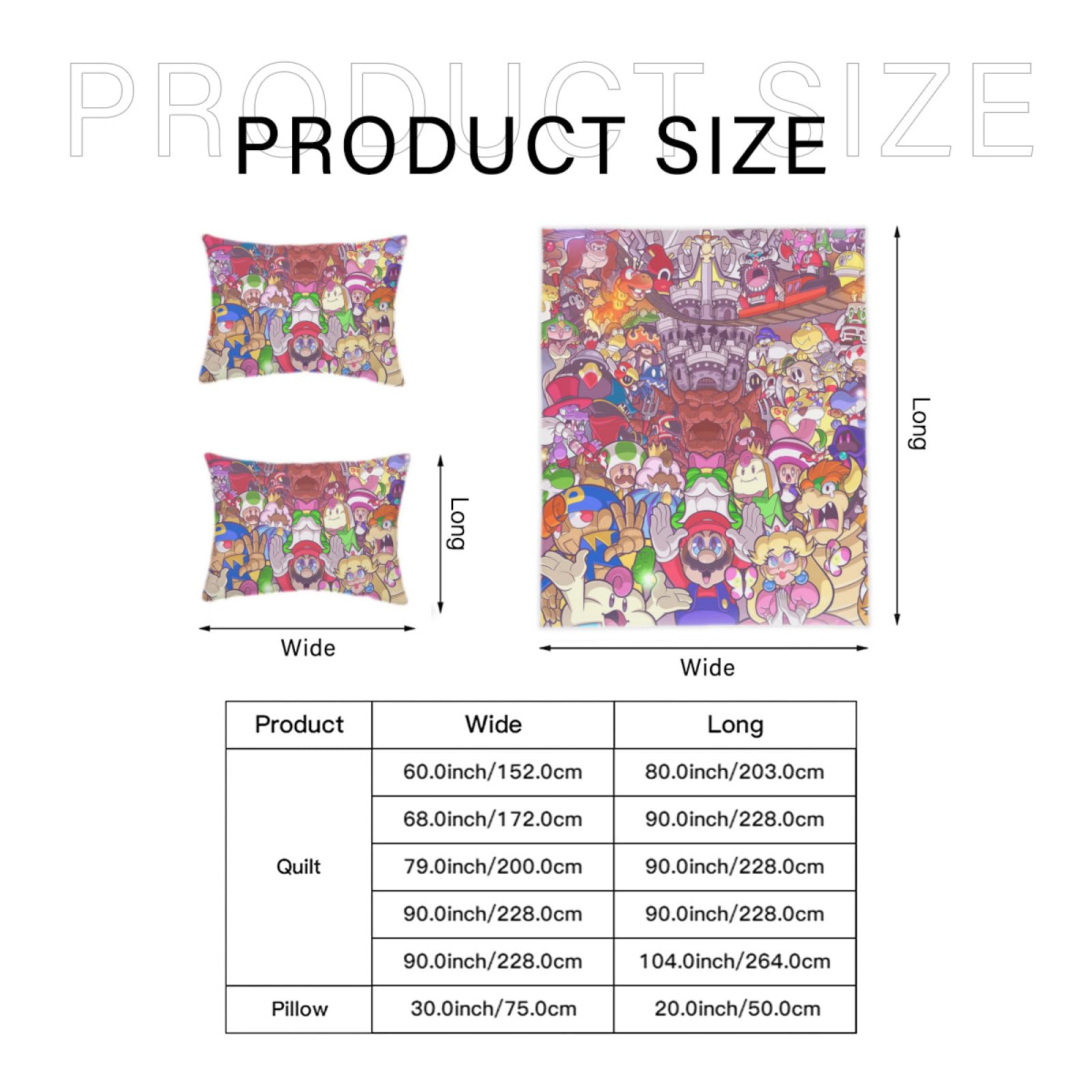 3D Mario Printing Duvet Cover,Comforter Set for Kids Children,1 Microfiber Quilt Cover with 2 Pillowcases Girls Bedroom Bedding Decor