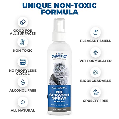 Mighty Petz Cat Repellent Spray for Furniture for Indoor and Outdoor Use β No Cat Scratching Spray β Alcohol Free Cat Deterrent β Cat Spray Behavioral Training Aid β Couch Protector, 8 oz