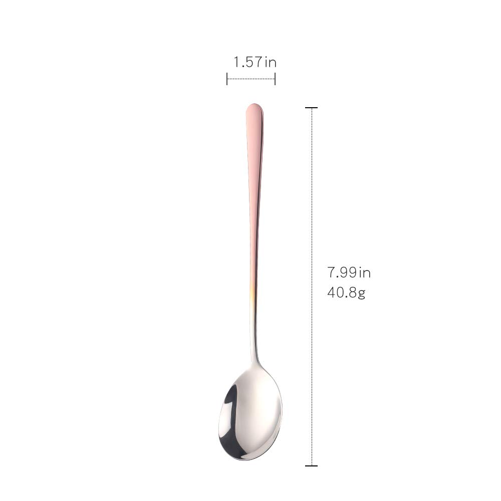 5-pieces Soup Dinner Spoon 8-Inch Rose Gold Metal Korean Spoon Stainless Steel Table Spoons by Buyer Star