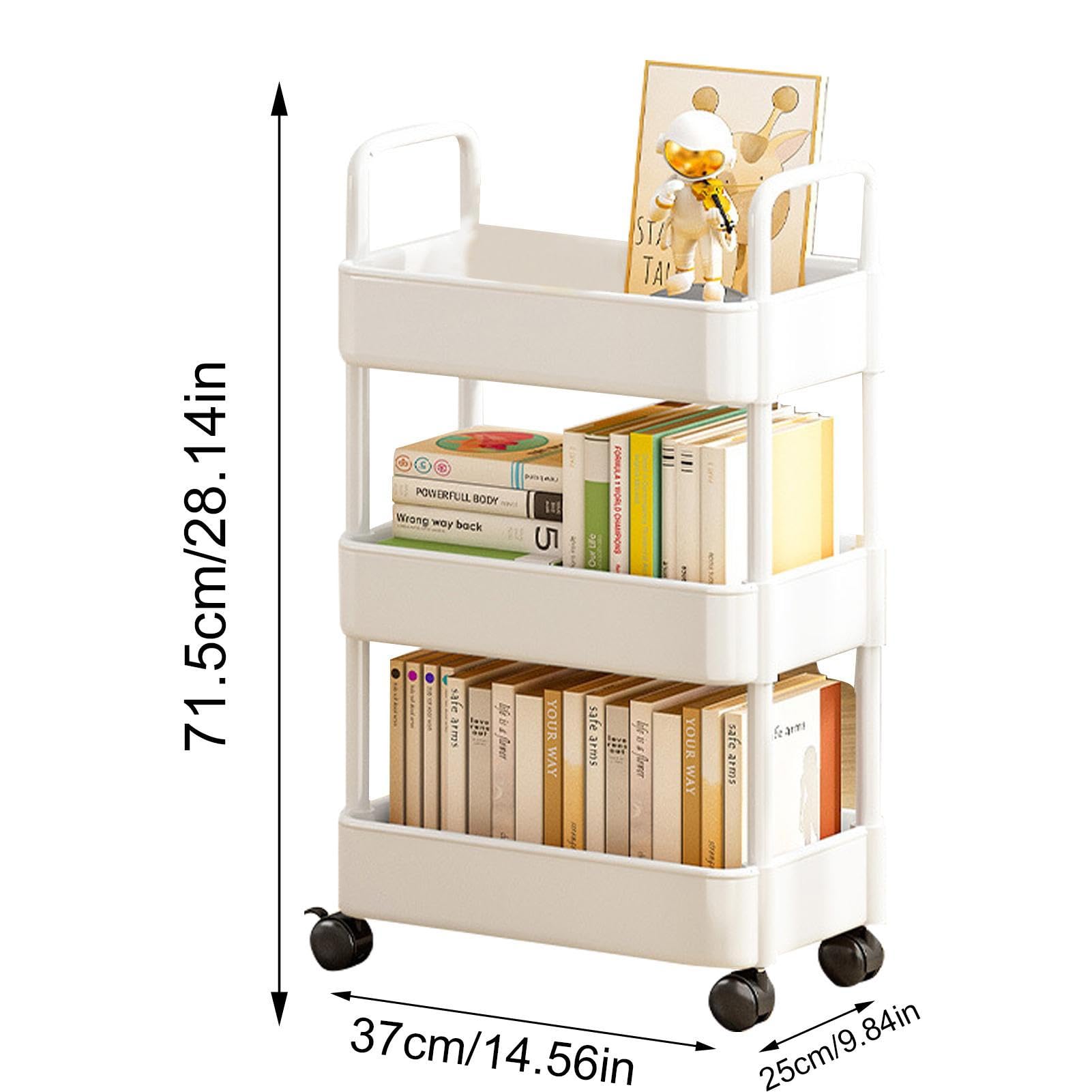 3/4-tier Storage Rack On Wheels- Slide Out Rolling Utility Cart Kitchen Storage Utility Cart Rolling Storage Rack for Kitchen Bedroom Bathroom