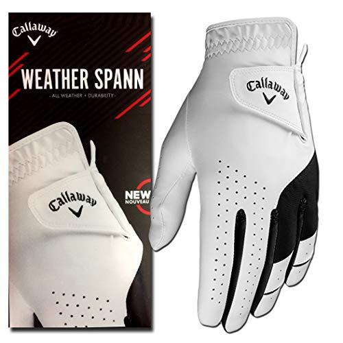 Callaway Golf Men's Weather Spann Golf Glove(White, Single, Medium-Large, Prior Gen Model , Standard, Worn on Right Hand)