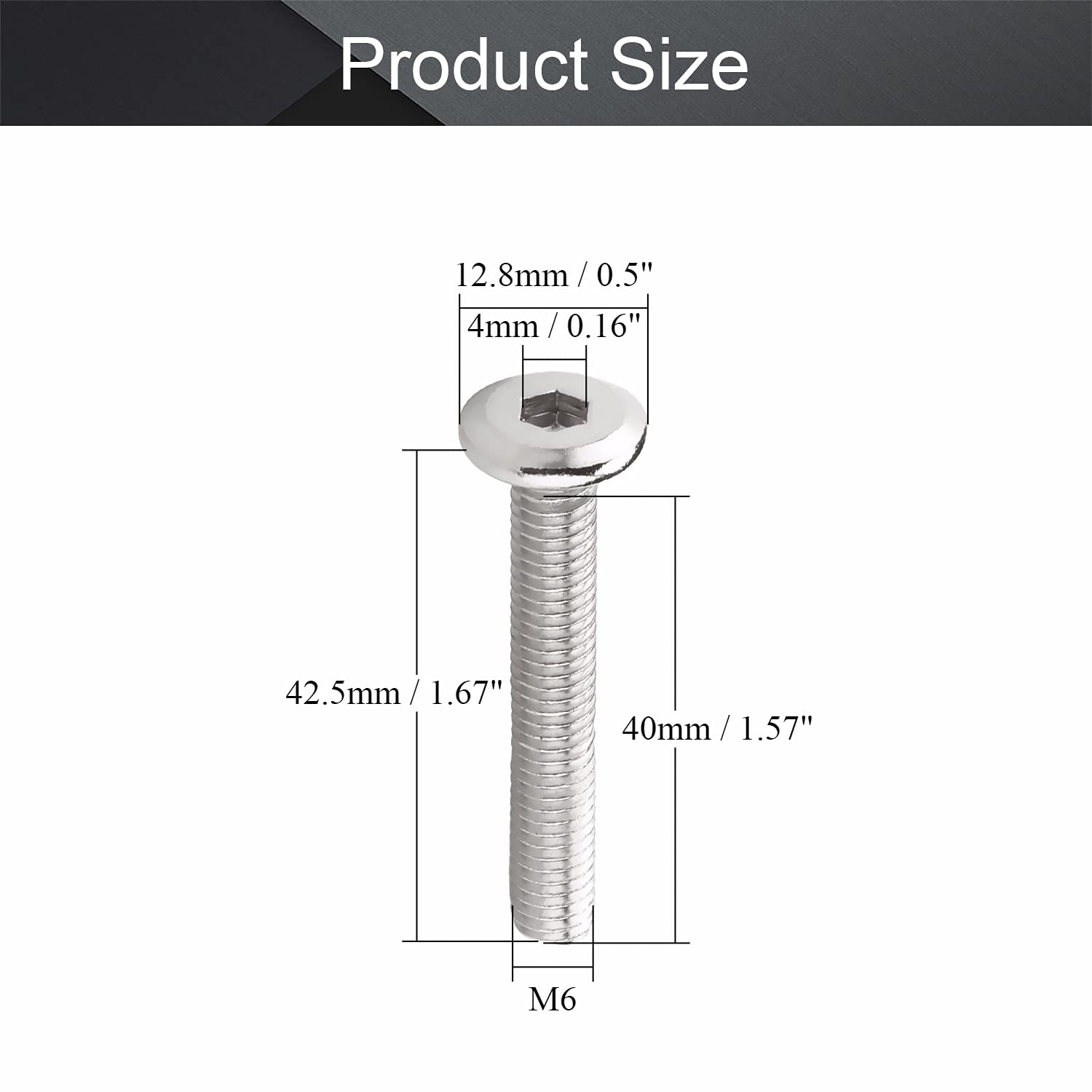 MroMax 20Pcs M6 x 40mm Flat Head Hex Socket Cap Screws Bolts, Nickel Plated Carbon Steel Fully Threaded Furniture Screws for Assemble Cabinets, Baby Beds, Tables and Chairs