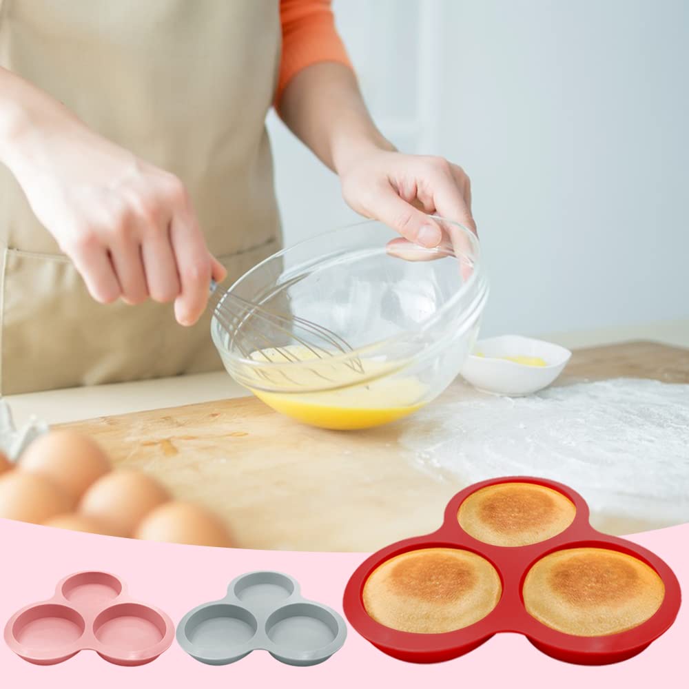 3 Pcs Silicone Air Fryer Egg Mold,AIFUDA Nonstick Air Fryer Baking Pan 3 Cavity Silicone Muffin Pans for Baking,Air Fryer Accessories for Air Fryers Above 6QT(Three colors)