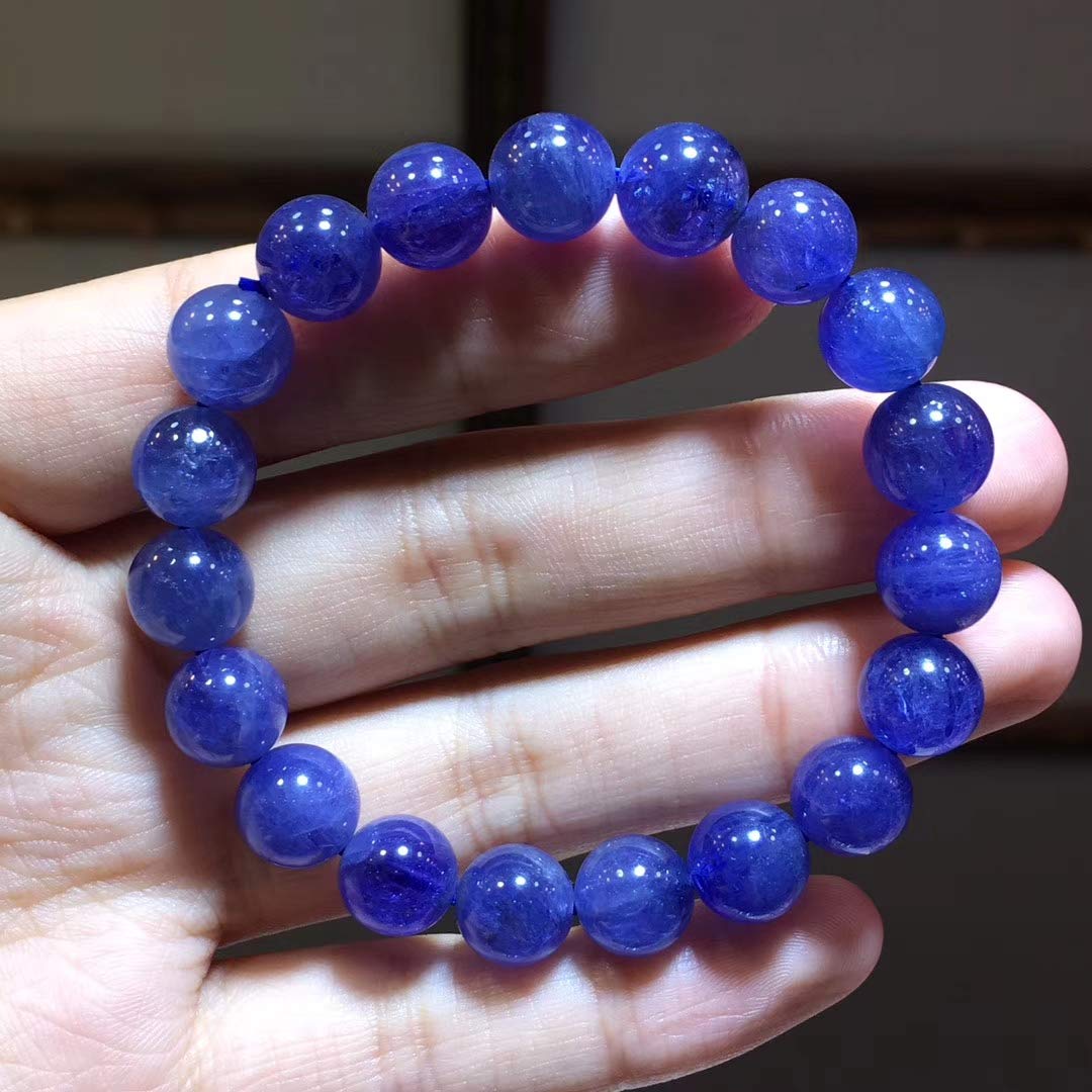 9.5mm Natural Tanzanite Blue Round Beads Gemstone Jewelry Women Bracelet AAAAA